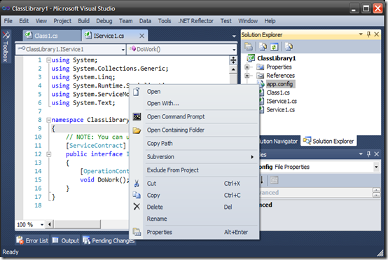 Missing “Edit WCF Configuration” menu option ~ andyfrench.info